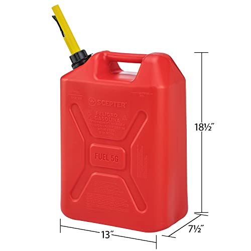 Scepter FG4RVG5 Military Style 5.3 Gallon Gas Can, Jerry Can Fuel Container with Self-Venting Spout, Red