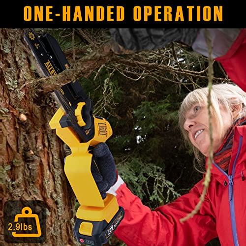 Mini Chainsaw 6-Inch Cordless, 26.2ft/s chain speed, 775 Powerful motor Mini chain saws, Tool Free Bar and Chain Adjustments, Handheld Small Chainsaw for Wood Cutting Tree Trimming