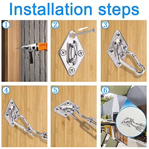 GOOSUO Shade Sail Hardware Kit 5 Inches, Sail Shade Hardware Kit for Triangle and Square, Sun Shade Sails Installation kit 304 Stainless Steel for Patio Lawn Garden Outdoors