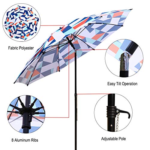 TOTEBOX Beach Umbrella, 7.5ft Portable Patio Sunshade Umbrella UPF 50+ Protection with Tilt Sand Anchor Carry Bag and Sand Bag for Yard and Pool