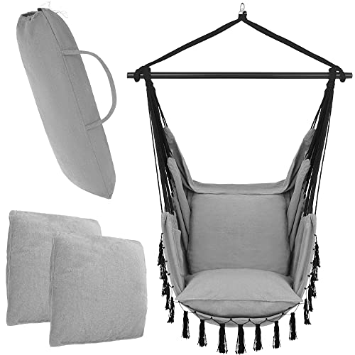 VITA5 Hanging Chair Outdoor & Indoor- Sturdy & Safe Hammock Chair - Stylish Boho Hanging Chair for Bedroom Decor - Easy to Assemble Hammock Swing - Comfy Padded Hanging Swing - Swinging Chair