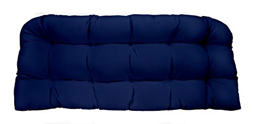RSH Décor Indoor Outdoor Tufted Love Seat Wicker Cushion Patio Weather Resistant ~ Choose Color & Size (Royal Blue, 44" x 22")