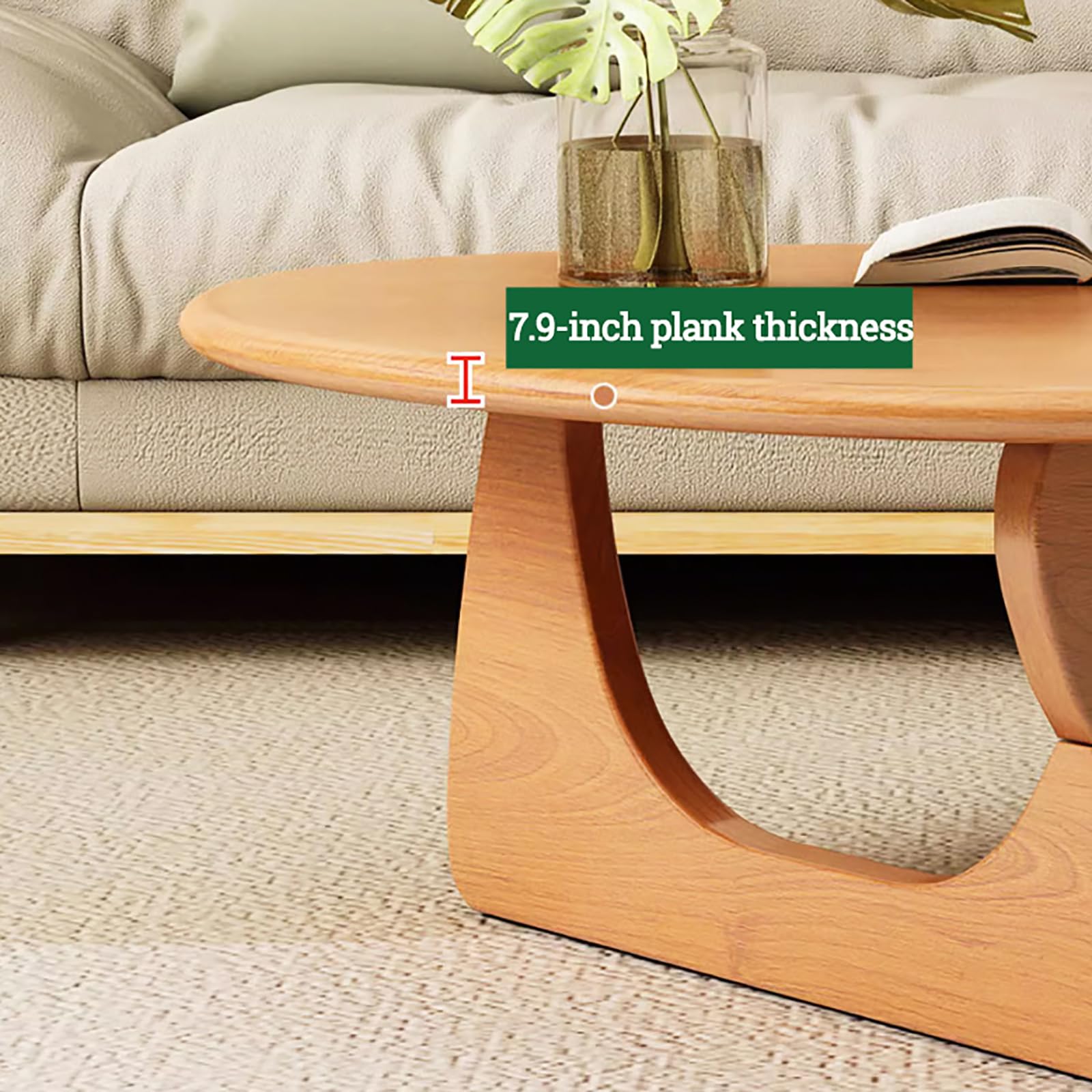 HM&DX Triangle Coffee Table Rubber Wood,Mid-Century Modern Coffee Table Abstract End Table,Small Center Table Wooden Coffee Table for Living Room Home Office(36" Lx23 Wx16 H, Walnut)