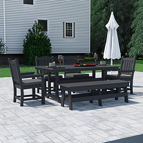 LyuHome Outdoor Long Bench for Dining Table, Dining Bench Indoor Outside Rustic Bench Waterproof Christopher Knight Bench for Front Porch Locker Room Garden (Grey)