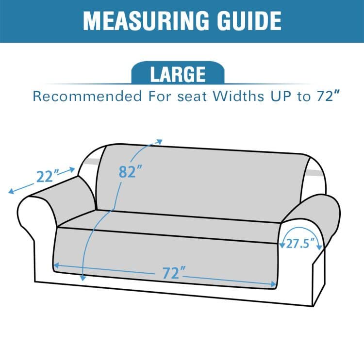 Sofa Slipcover 100% Waterproof Sofa Cover Couch Cover Premium Velvet Classic Flower Pattern Furniture Protector Non Slip with Elastic Straps for Pets Dogs Width Up to 72 Inch (Large Sofa, Grey)