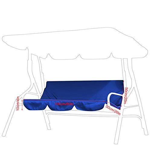 Vikye Swing Cushion Cover, Multiple Colour Swing Waterproof Cushion Replacement 3Seat Chair Seat Cover for Outdoor Swing(Dark Blue (Supplier Specification: Blue))