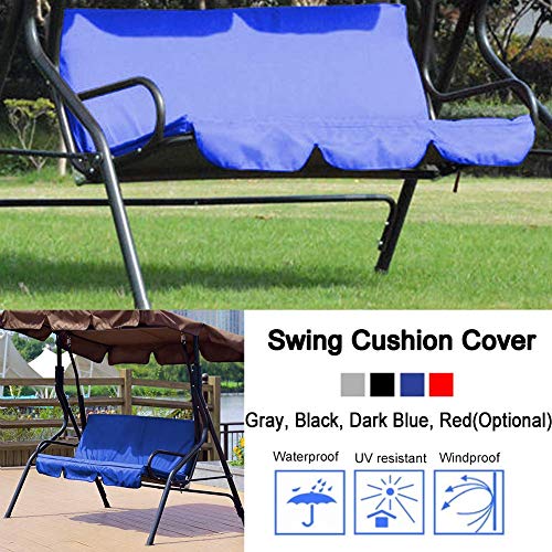 Vikye Swing Cushion Cover, Multiple Colour Swing Waterproof Cushion Replacement 3Seat Chair Seat Cover for Outdoor Swing(Dark Blue (Supplier Specification: Blue))