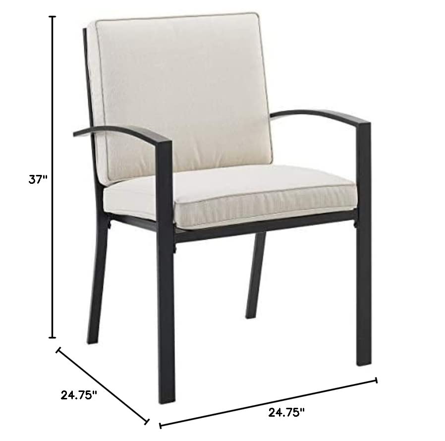 Crosley Furniture KO60025BZ-OL Kaplan Outdoor Metal Dining Chairs, Set of 2, Oiled Bronze with Oatmeal Cushions