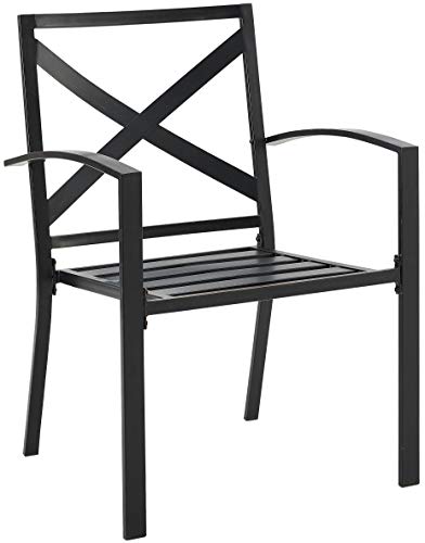 Crosley Furniture KO60025BZ-OL Kaplan Outdoor Metal Dining Chairs, Set of 2, Oiled Bronze with Oatmeal Cushions