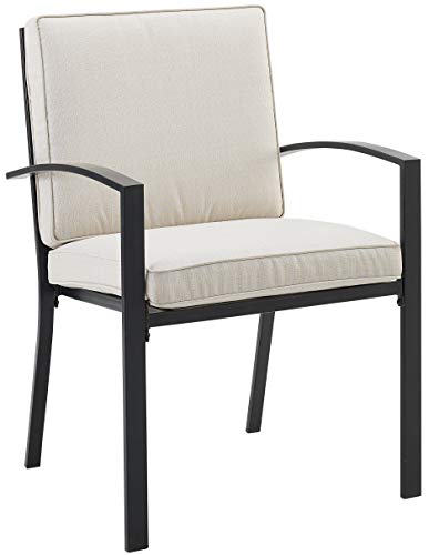 Crosley Furniture KO60025BZ-OL Kaplan Outdoor Metal Dining Chairs, Set of 2, Oiled Bronze with Oatmeal Cushions