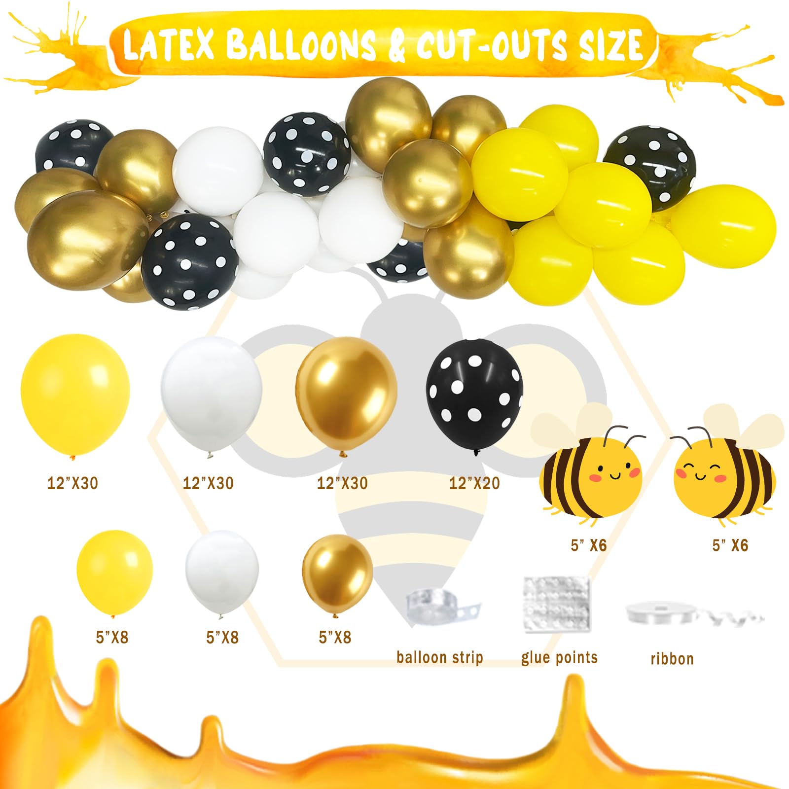 158 PCs Bee Party Decorations, Hombae Happy Bee Day Themed Birthday Party Decorations Backdrop Balloon Garland Banner Tablecloth Cake Cupcake Toppers Cutout Honey Bumble Bee Yellow Black