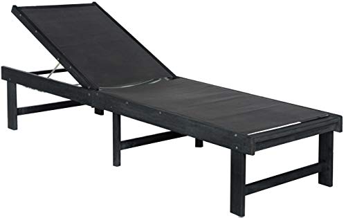 Safavieh PAT6708K Outdoor Collection Manteca Grey Lounge Chair, 0, Dark Slate Gray/Black