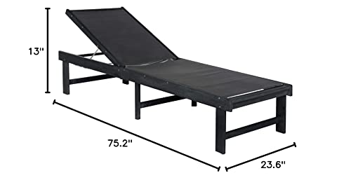 Safavieh PAT6708K Outdoor Collection Manteca Grey Lounge Chair, 0, Dark Slate Gray/Black