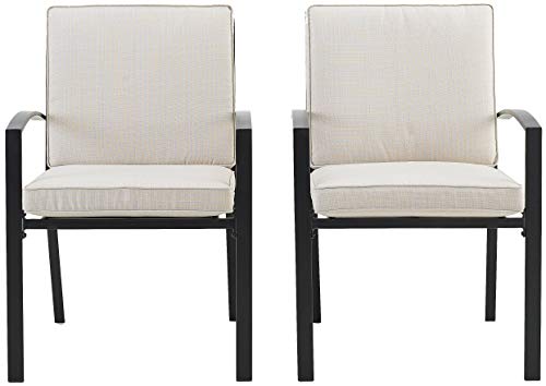 Crosley Furniture KO60025BZ-OL Kaplan Outdoor Metal Dining Chairs, Set of 2, Oiled Bronze with Oatmeal Cushions