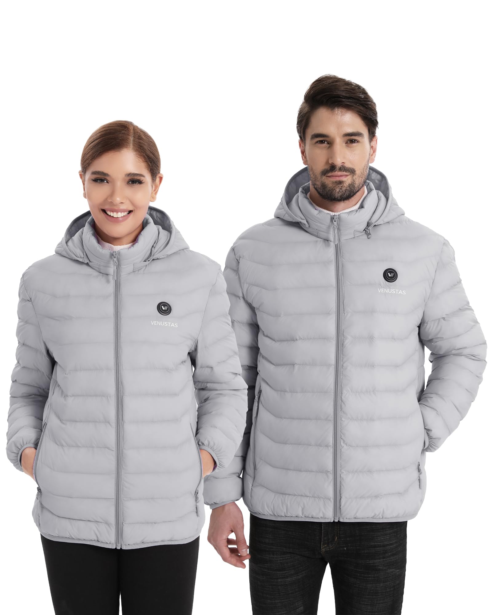 Venustas Unisex Heated Jacket with Battery, Heated Coat for Women and Men with Detachable Hood
