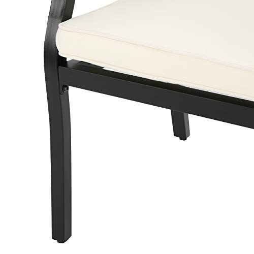 Christopher Knight Home Exuma Outdoor Cast Aluminum Dining Chairs with Water Resistant Cushions, 2-Pcs Set, Black / Ivory