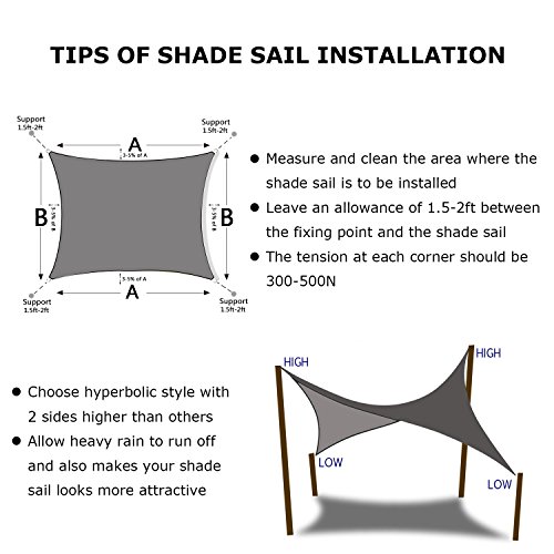 Shade&Beyond Sun Canopy Shade Sail 12'x16' Rectangle UV Block for Patio Deck Yard and Outdoor Activities Sand