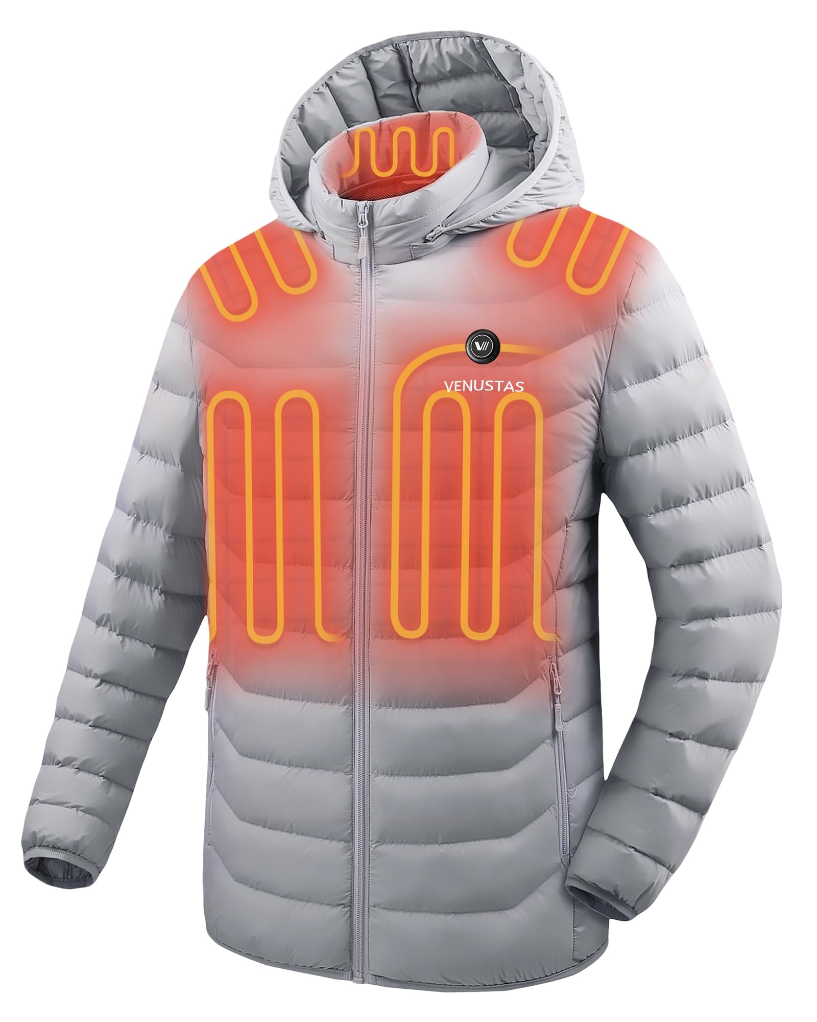 Venustas Unisex Heated Jacket with Battery, Heated Coat for Women and Men with Detachable Hood