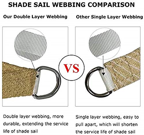 Shade&Beyond Sun Canopy Shade Sail 12'x16' Rectangle UV Block for Patio Deck Yard and Outdoor Activities Sand