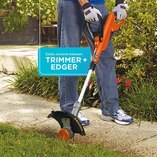 BLACK+DECKER 20V MAX Cordless String Trimmer, 12 Inch Steel Blade, Reduced Vibration, Battery and Charger Included (LST300)