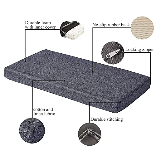 Memory Foam Chair Pads Non Slip Bottom Indoor Settee Cushion Piano Bench Seat Cushions 36 x 18 inch, Grey