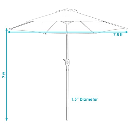 Sunnydaze 7.5 Foot Outdoor Patio Umbrella with Tilt & Crank, Aluminum, Burnt Orange