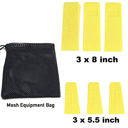 6 Pack Tree Felling Wedges with Spikes for Safe Tree Cutting β 3 Each of 8β and 5.5β Wedges with Storage Bag; 6 Felling Dogs to Guide Trees Stabilize and Safely to Ground for Loggers and Fallers