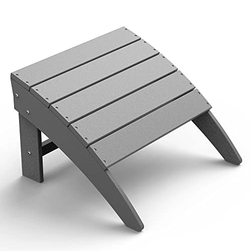 OTSUN Adirondack Ottoman for Adirondack Chair, Footrest for Lounge Chair, Premium HDPE All Weather Resistant for Outdoor, Porch, Yard, Garden, 23.6" L x 21.7" W x 15.3" H, Grey
