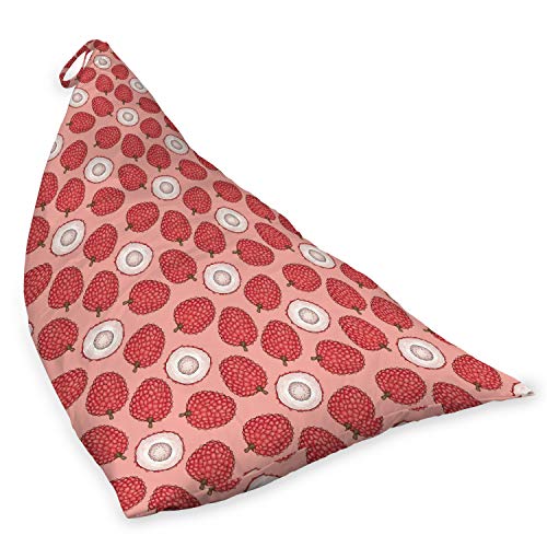 Lunarable Lychee Lounger Chair Bag, Exotic Themed Colorful Hand Drawn Pattern of Tropical Fruit, High Capacity Storage with Handle Container, Lounger Size, Blush Dark Peach