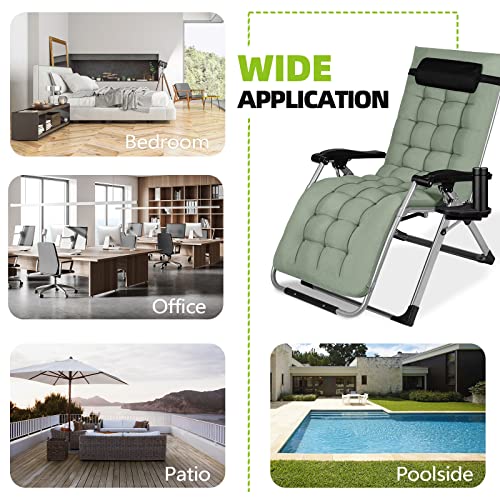Polar Aurora Zero Gravity Chair, Outdoor Adjustable Padded Lounge Chairs with Detachable Cushion, Removable Headrest and Cup Holder, Premium Durable Folding Portable Recliner Supports Over 330 LBS