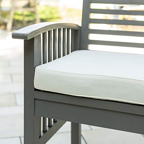 Walker Edison Rendezvous Modern 3 Piece Solid Acacia Wood Slat Back Outdoor Chair and Side Table Set, Set of 3, Grey Wash