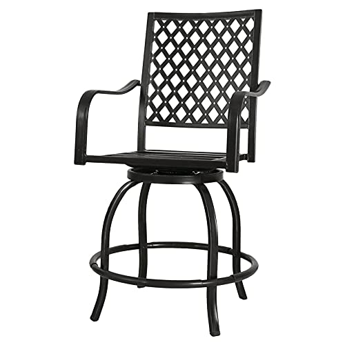Ulax Furniture Outdoor Swivel Counter Stools Patio Bar Chairs with 100% Olefin Cushion (Set of 4)