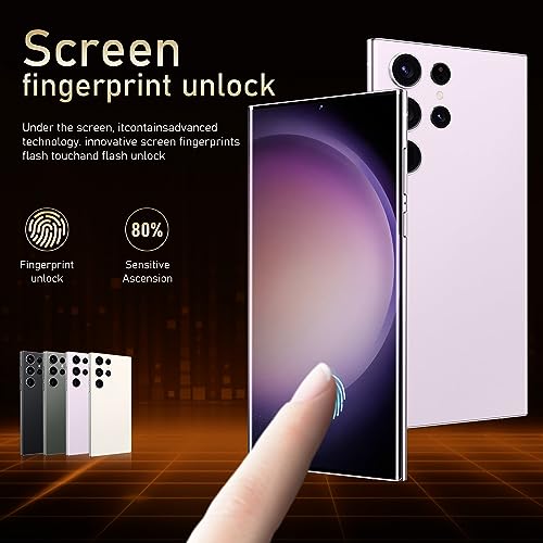 RAYPUR S23 Ultra Smartphone, Global Version Android Cheap Mobile Phones, 7.3 Inch HD Full Screen, 6800Mah 16GB 1TB, 5G Dual Sim Card Cell Phone,Purple-1TB