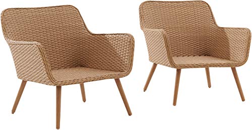Crosley Furniture CO7185-LB Landon Outdoor Wicker Chairs (Set of 2) Light Brown