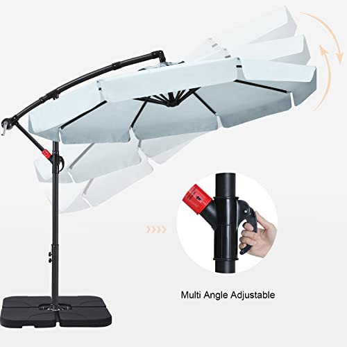 COOSHADE Offset Hanging Patio Umbrella Cantilever Umbrella 9FT Outdoor Market Umbrella with Crank & Cross Base for Garden, Deck, Backyard, Pool and Beach(Grey)