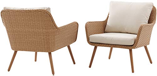 Crosley Furniture CO7185-LB Landon Outdoor Wicker Chairs (Set of 2) Light Brown