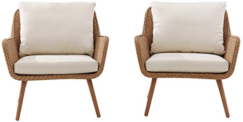 Crosley Furniture CO7185-LB Landon Outdoor Wicker Chairs (Set of 2) Light Brown