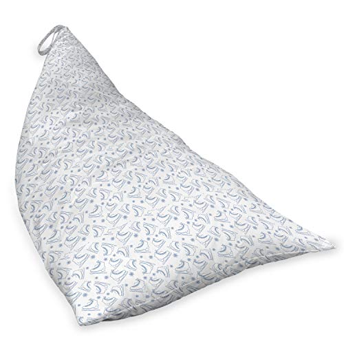 Lunarable Sports Lounger Chair Bag, Retro Ice Skating Shoes Snowflakes Motifs Pattern on Plain Background, High Capacity Storage with Handle Container, Lounger Size, Pale Blue Grey and White