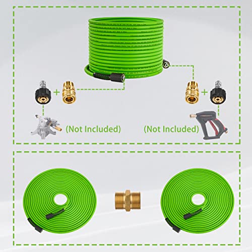 PWACCS Pressure Washer Hose for Power Washer β 3600 PSI Kink Resistant Pressure Washing Extension Hose 50 FT x 1/4" β Universal Electric Power Wash Hose for Replacement β Compatible with M22 Fittings