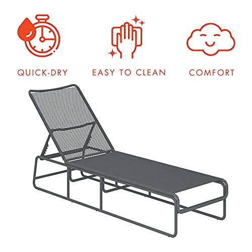 CosmoLiving by Cosmopolitan Nyla Chaise Lounger, Charcoal