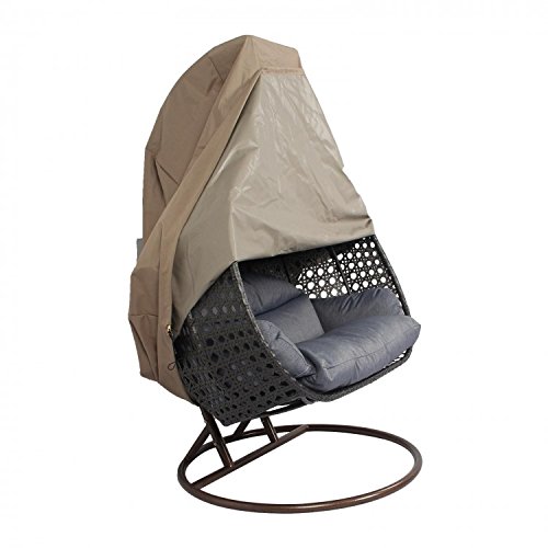 Island Galeยฎ Luxury 2 Person Outdoor, Patio, Hanging Wicker Swing Chair ๐๐๐๐๐๐๐๐๐๐๐๐ ((2 Person) X-Large-Plus, Charcoal Rattan/Charcoal Cushion with Free Cover $128 Value)