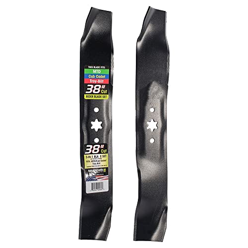 Maxpower 561531B Set of (2), 3-N-1 Blades for 38 in. Cut MTD, Cub Cadet, Troy Bilt Mowers, 742-0610, 742-0610A, 942-0610A, Black
