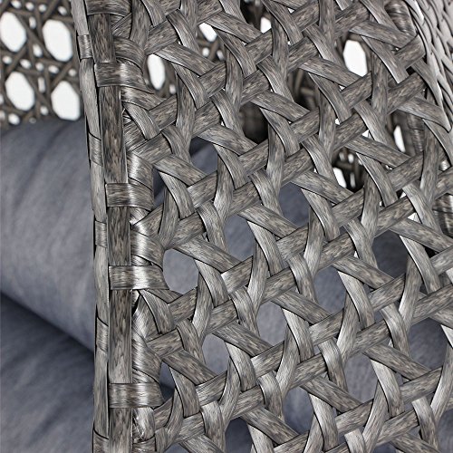 Island Galeยฎ Luxury 2 Person Outdoor, Patio, Hanging Wicker Swing Chair ๐๐๐๐๐๐๐๐๐๐๐๐ ((2 Person) X-Large-Plus, Charcoal Rattan/Charcoal Cushion with Free Cover $128 Value)