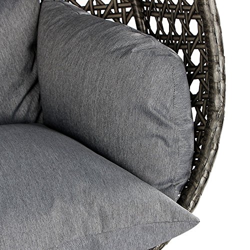 Island Galeยฎ Luxury 2 Person Outdoor, Patio, Hanging Wicker Swing Chair ๐๐๐๐๐๐๐๐๐๐๐๐ ((2 Person) X-Large-Plus, Charcoal Rattan/Charcoal Cushion with Free Cover $128 Value)