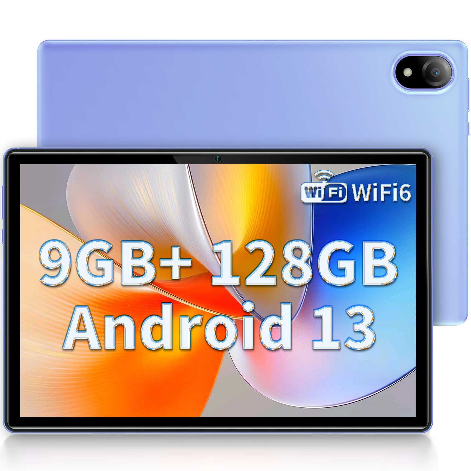 DOOGEE U10 Android Tablet, 9GB RAM + 128GB ROM(TF 1TB) Android 13 Tablet Quad-Core 2.0 GHz, 10.1" Display | 5060mAh | TĆV Low Bluelight, Widevine L1 | 8MP+5MP | Bluetooth 5.0 | WiFi-6 | OTG-Purple