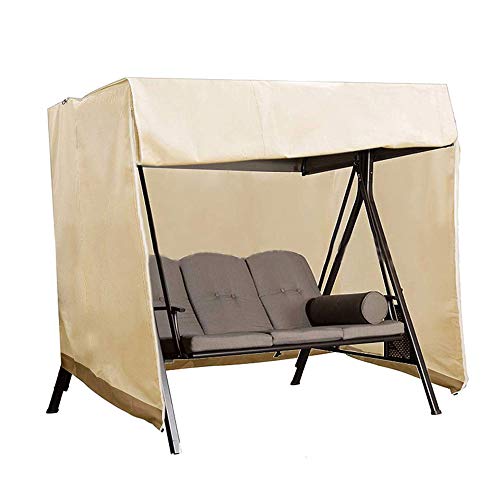 BullStar Patio Swing Chair Cover 3 Triple Seater Outdoor Hammock Cover Waterproof Windproof Furniture Protector 87 Inch LX67 Inch HX50 Inch W,Beige