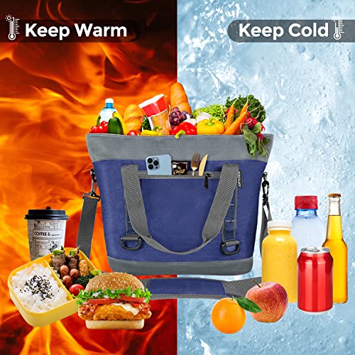 Nukuaaot Large Insulated Cooler Bag 35 Cans,Insulated Reusable Grocery Bag with Shoulder Strap,Leak-Proof Soft Cooler Bag for Travel, Beach, Camping Shopping Black Blue