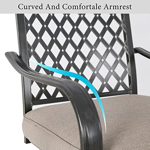 Iwicker 2 Pieces Outdoor Swivel Bar Stools, Patio Counter Height Bistro Chairs with 100% Polyester Cushions, Beige