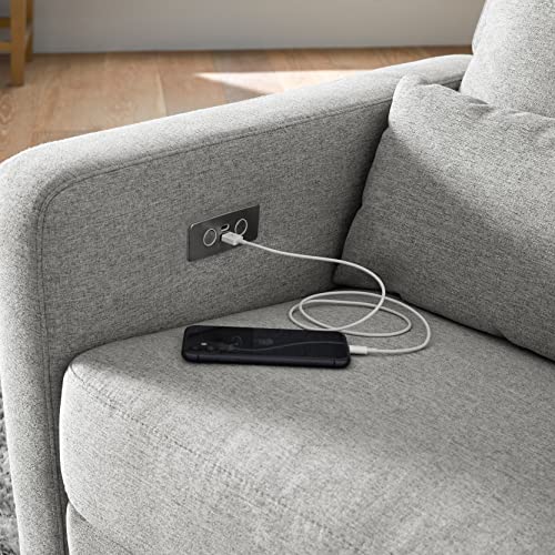 Babyletto Sigi Electronic Power Recliner & Glider with USB Port in Performance Grey Eco-Weave, Water Repellent & Stain Resistant, Greenguard Gold and CertiPUR-US Certified