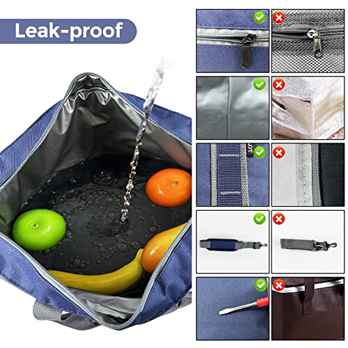 Nukuaaot Large Insulated Cooler Bag 35 Cans,Insulated Reusable Grocery Bag with Shoulder Strap,Leak-Proof Soft Cooler Bag for Travel, Beach, Camping Shopping Black Blue